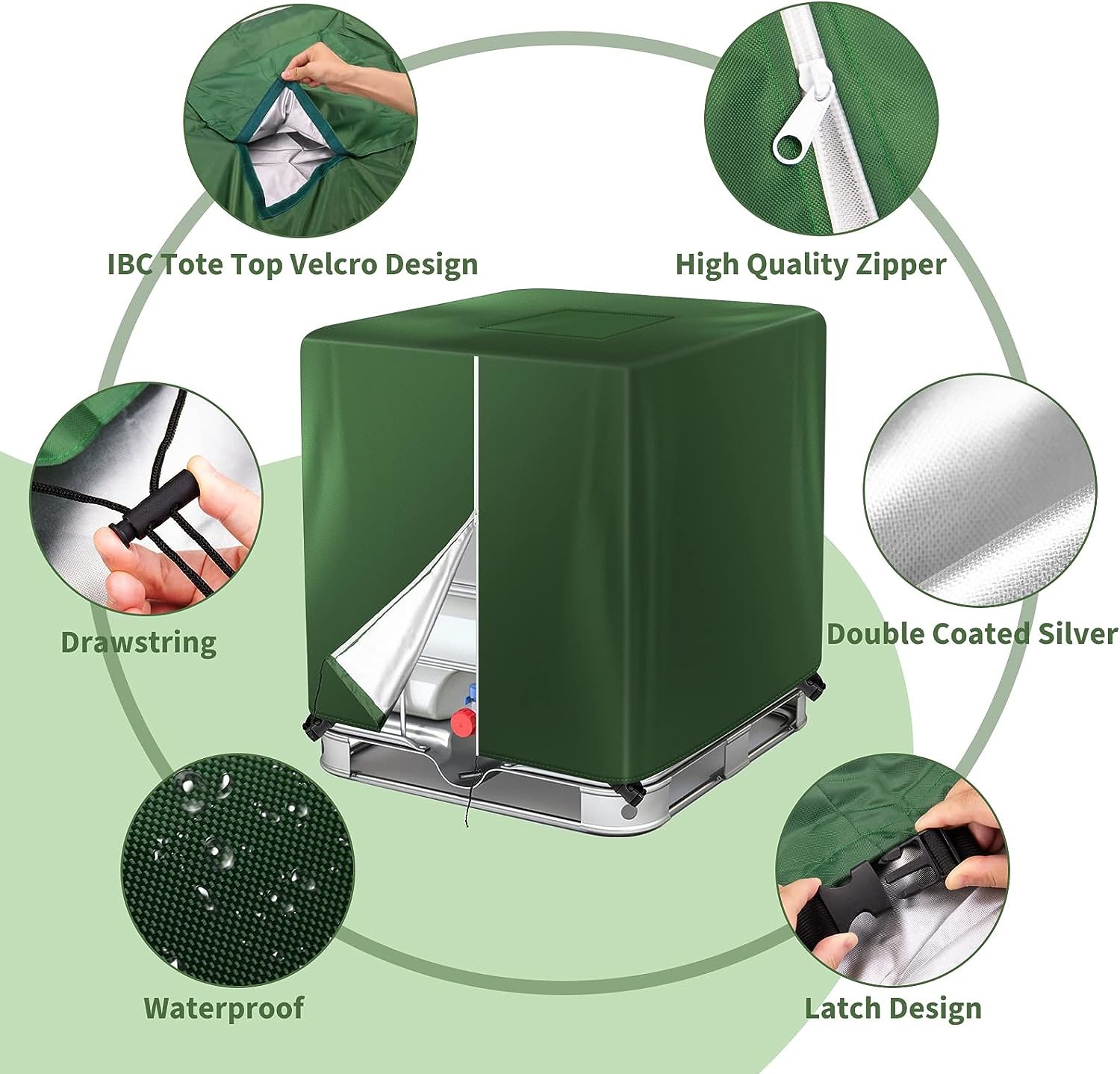 IBC Tote Cover for 1000L Outdoor 275 Gallon Rain Barrel UV Resistant ...