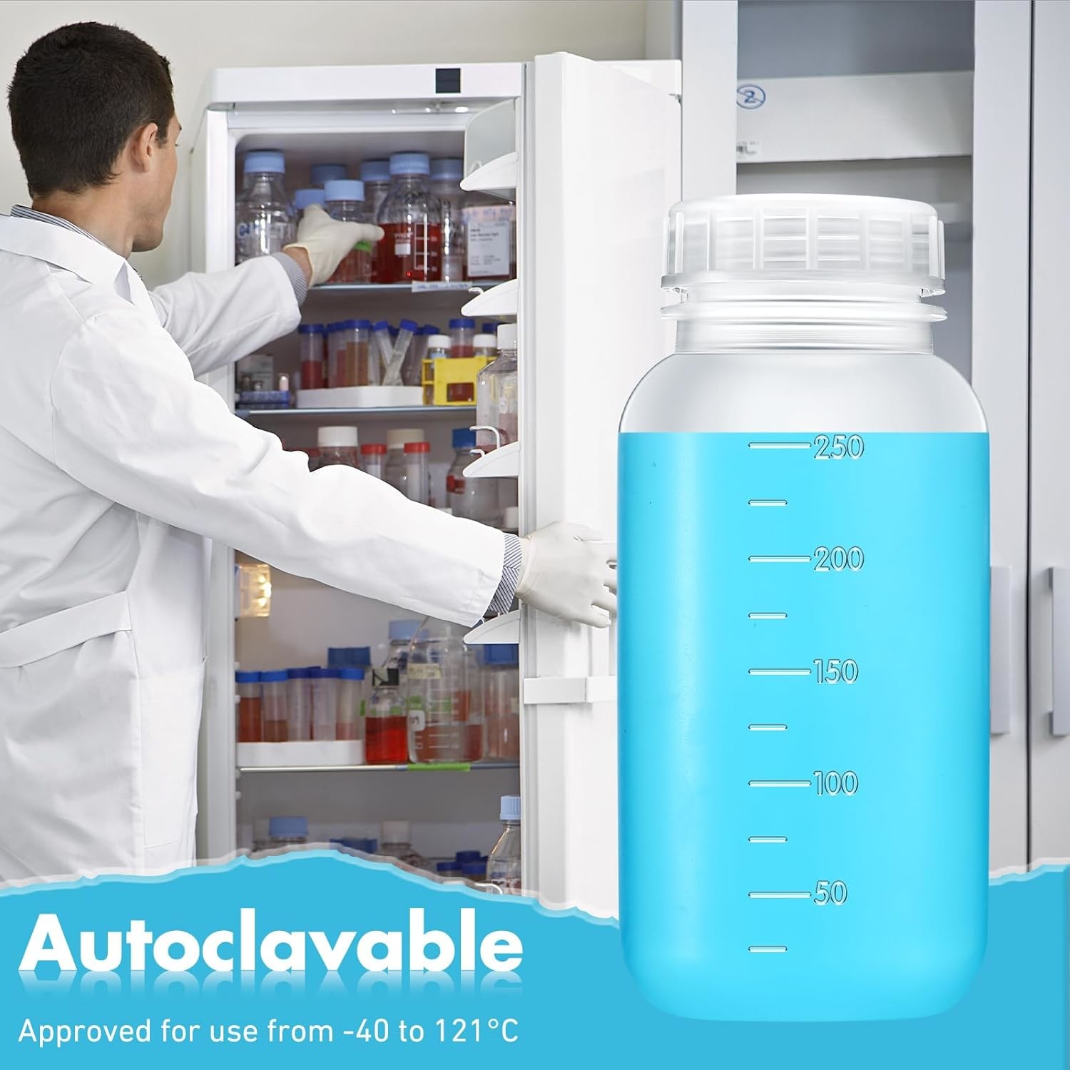 Laboratory Polypropylene Wide Mouth Reagent Bottle with Graduated Scale ...